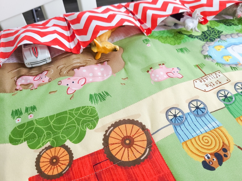 Farm Animal Road Play Mat Child Quilt With Pockets Toy - Etsy