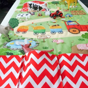 Farm Animal Road Play Mat Child Quilt With Pockets Toy - Etsy