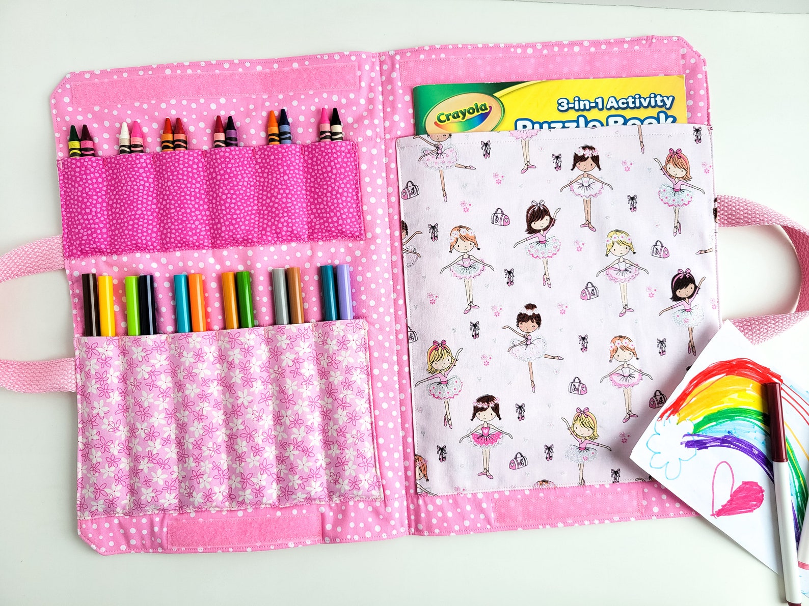 Crayon Colouring Book Carrier - Travel Activity Case - Marker Fold up ...
