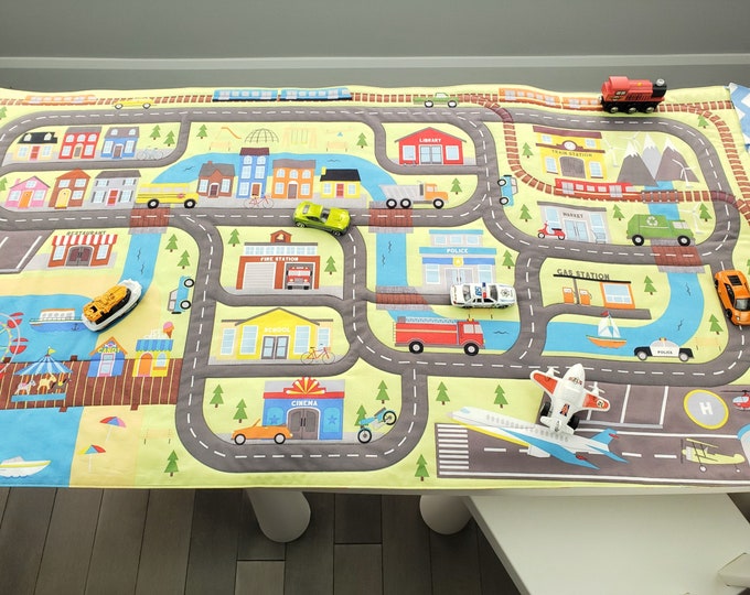 Car Play Mat - Fold up Travel Road Activity - Matchbox/hotwheel Toy ...