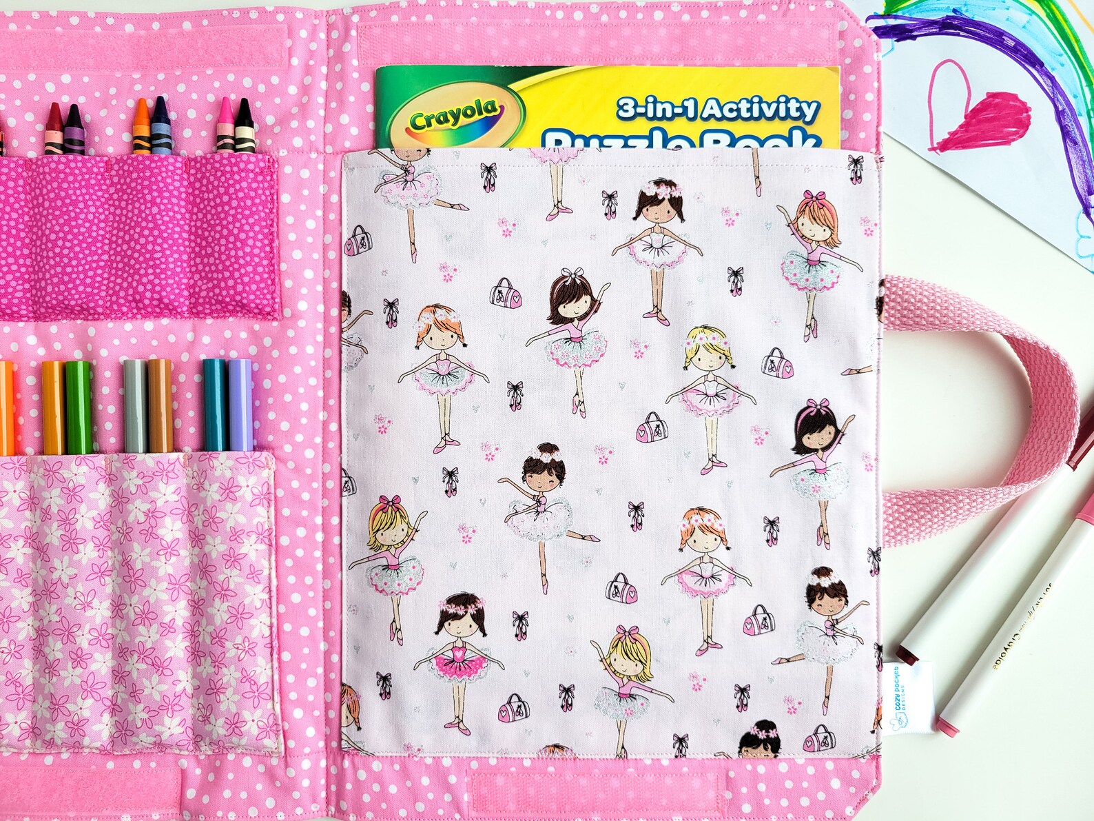 Crayon Colouring Book Carrier - Travel Activity Case - Marker Fold up ...