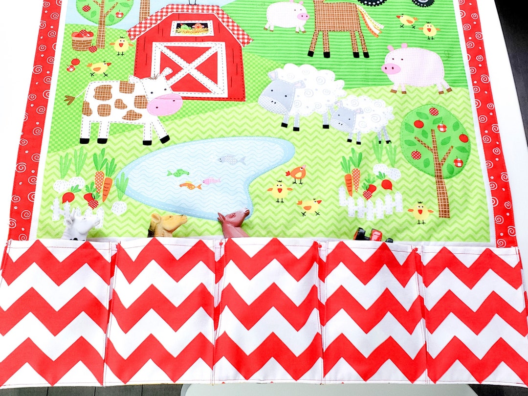 Farm Animal Play Mat Child Quilt With Pockets Toy Carrier Fold up ...
