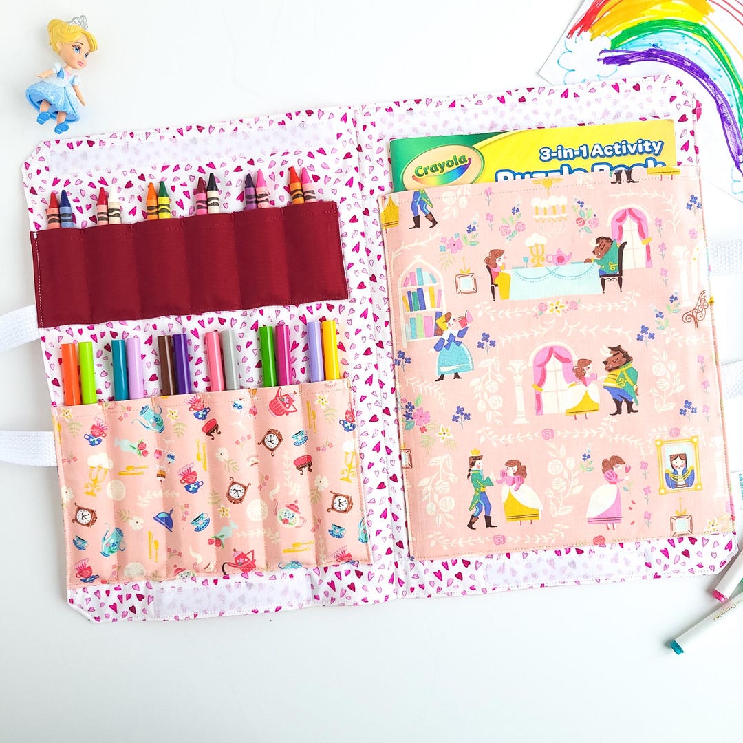 Crayon Colouring Book Carrier - Travel Activity Art Case - Marker Fold ...