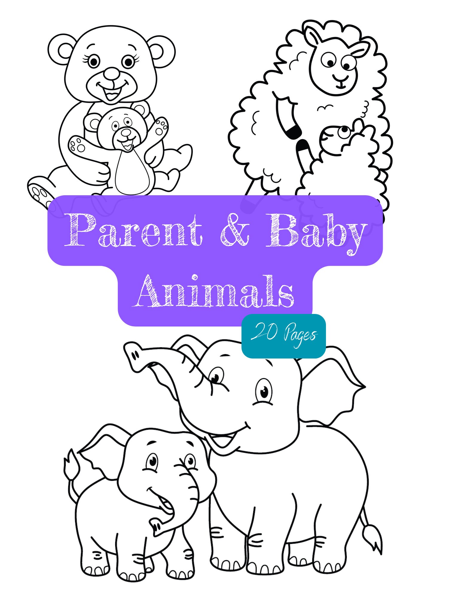 Printable/digital Download Parent & Baby Animal Coloring Pages - 20 ...