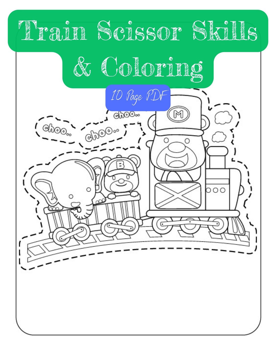 Printable/digital Download Train Scissor Skills & Coloring - 14 Pages ...