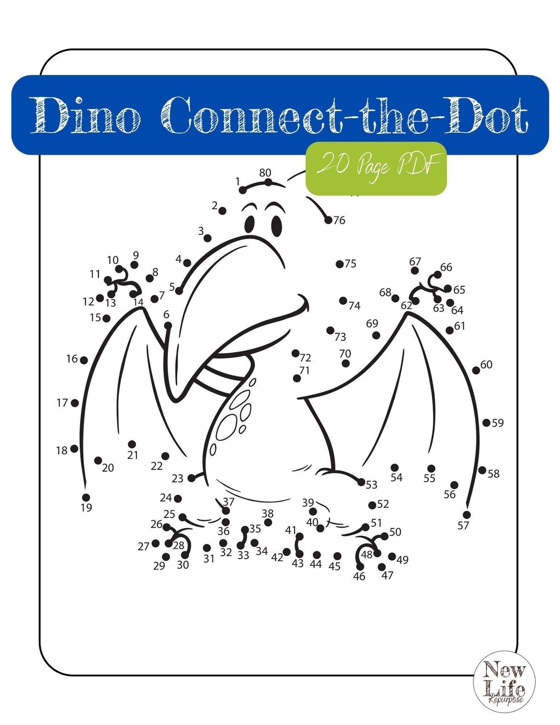 Printable/digital Download CONNECT-THE-DOTS Dinosaurs - 20 Pages - Etsy
