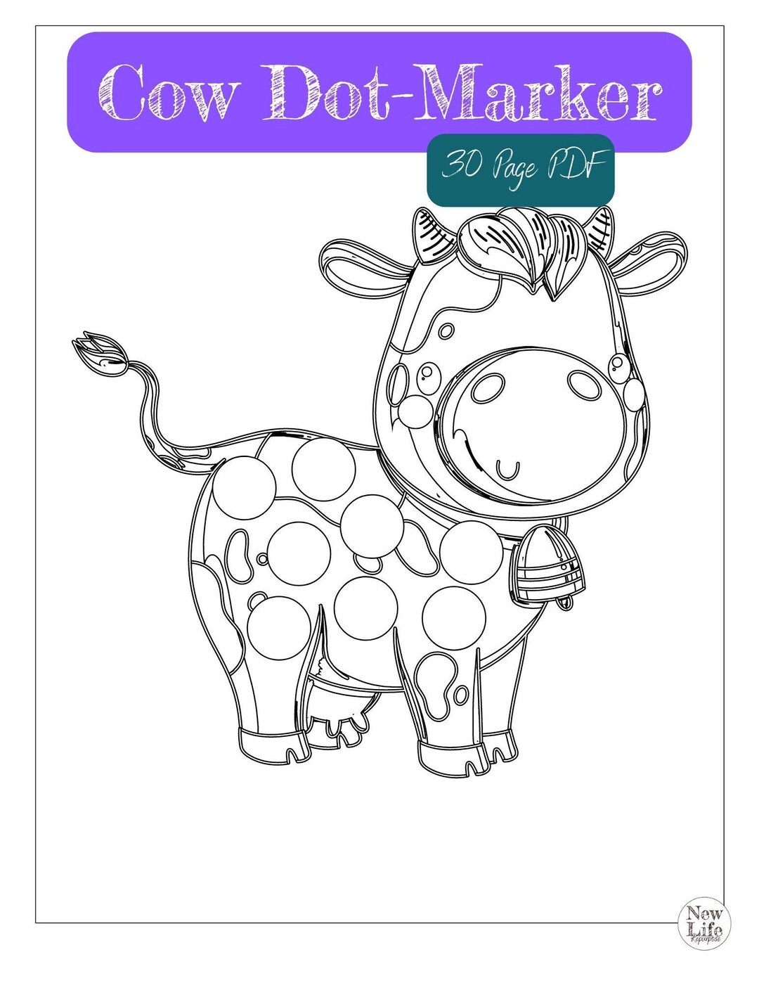 Printable/digital Download Cow Dot-marker Coloring Pages - 30 Pages ...