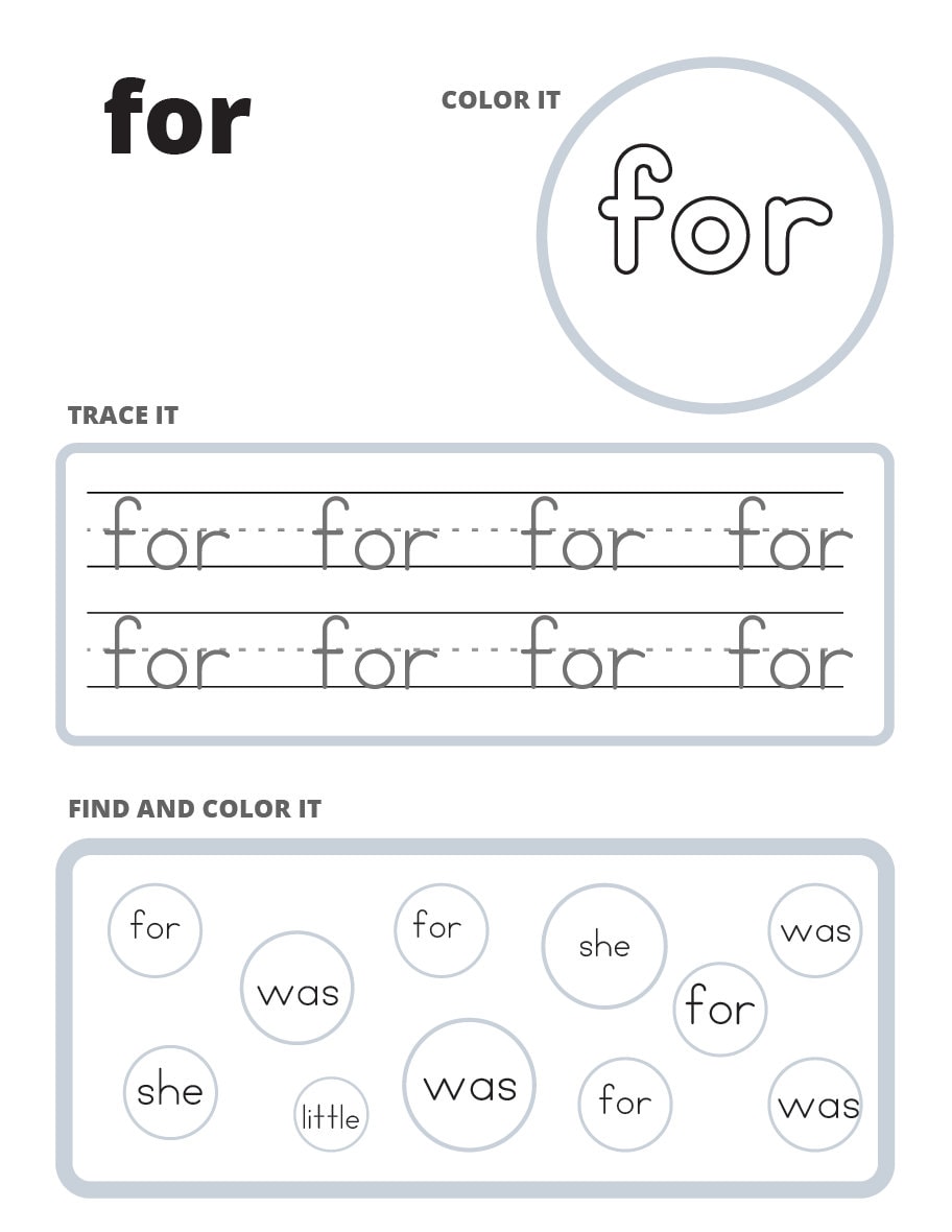 Printable/digital Download Sight Word Worksheets/coloring Pages - Four ...