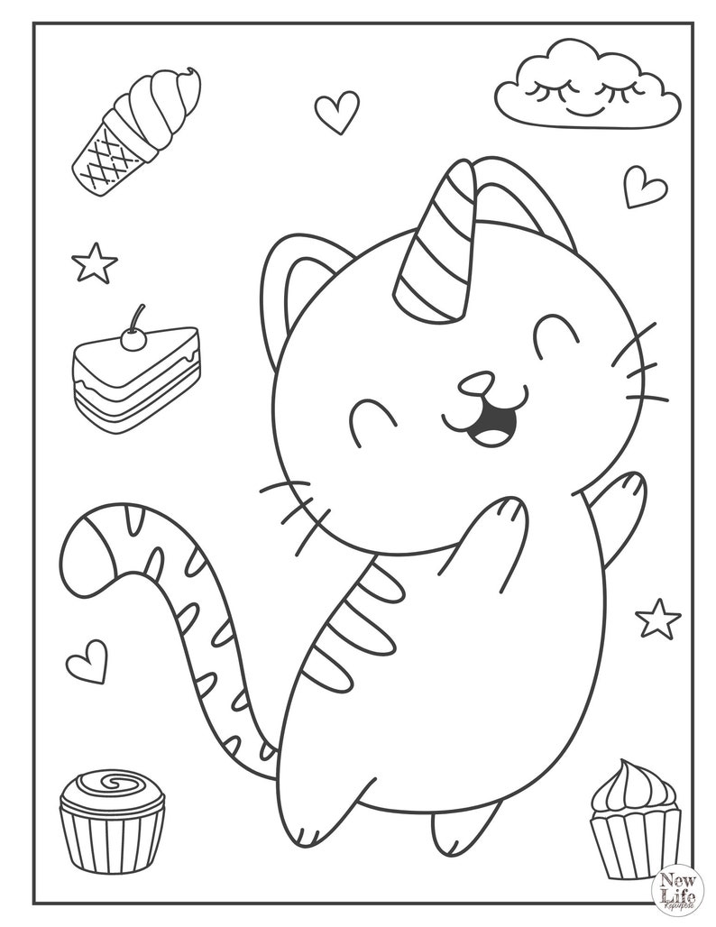 Printable/digital Download Kitty (unicorn) Coloring Pages - 20 Pages ...