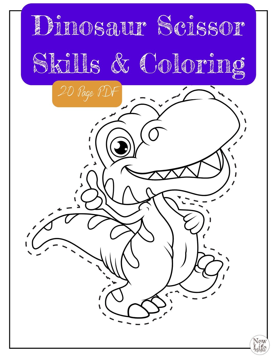 Dinosaur Scissor Skills Coloring Pages - 20 Page Kids Activity (digital ...