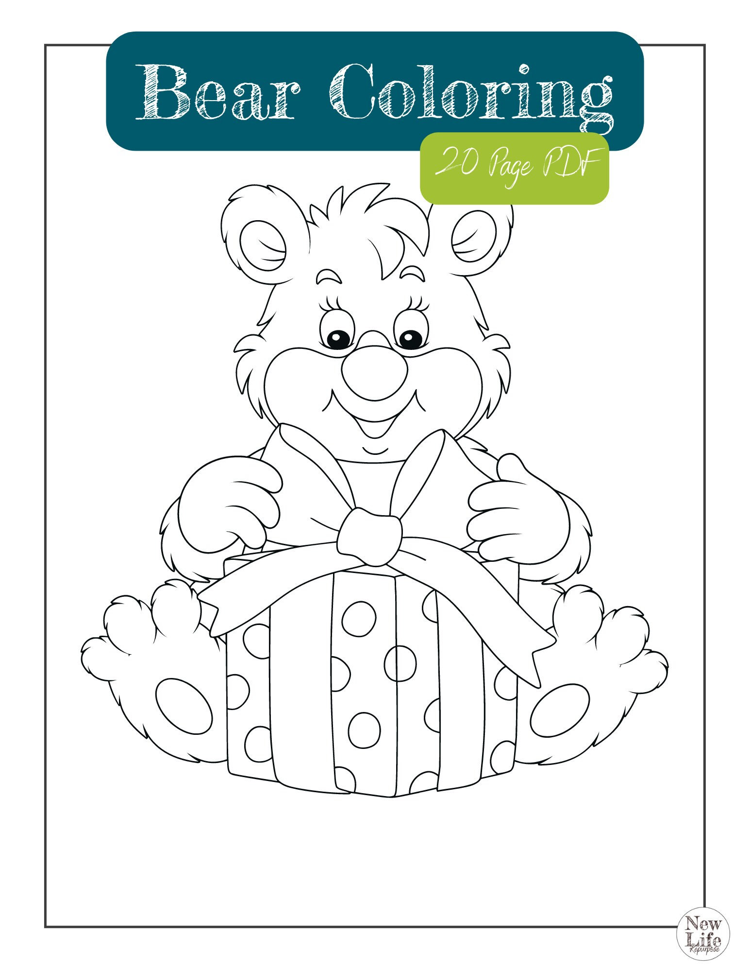 Printable/digital Download Bear Coloring Pages 20 Pages Kids Coloring ...