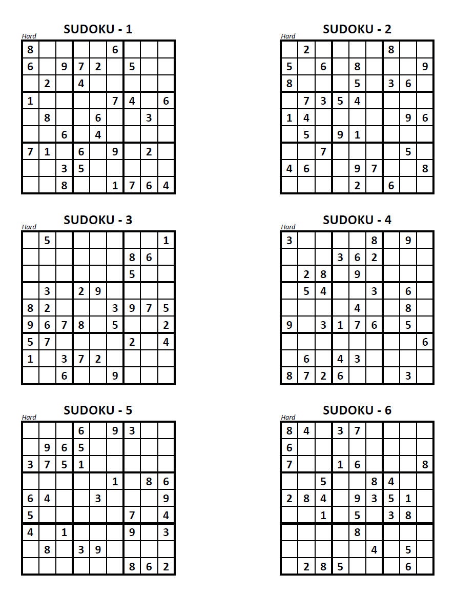 Printable/digital Download 300 Sudoku Puzzles (solutions Incl.) - Hard ...