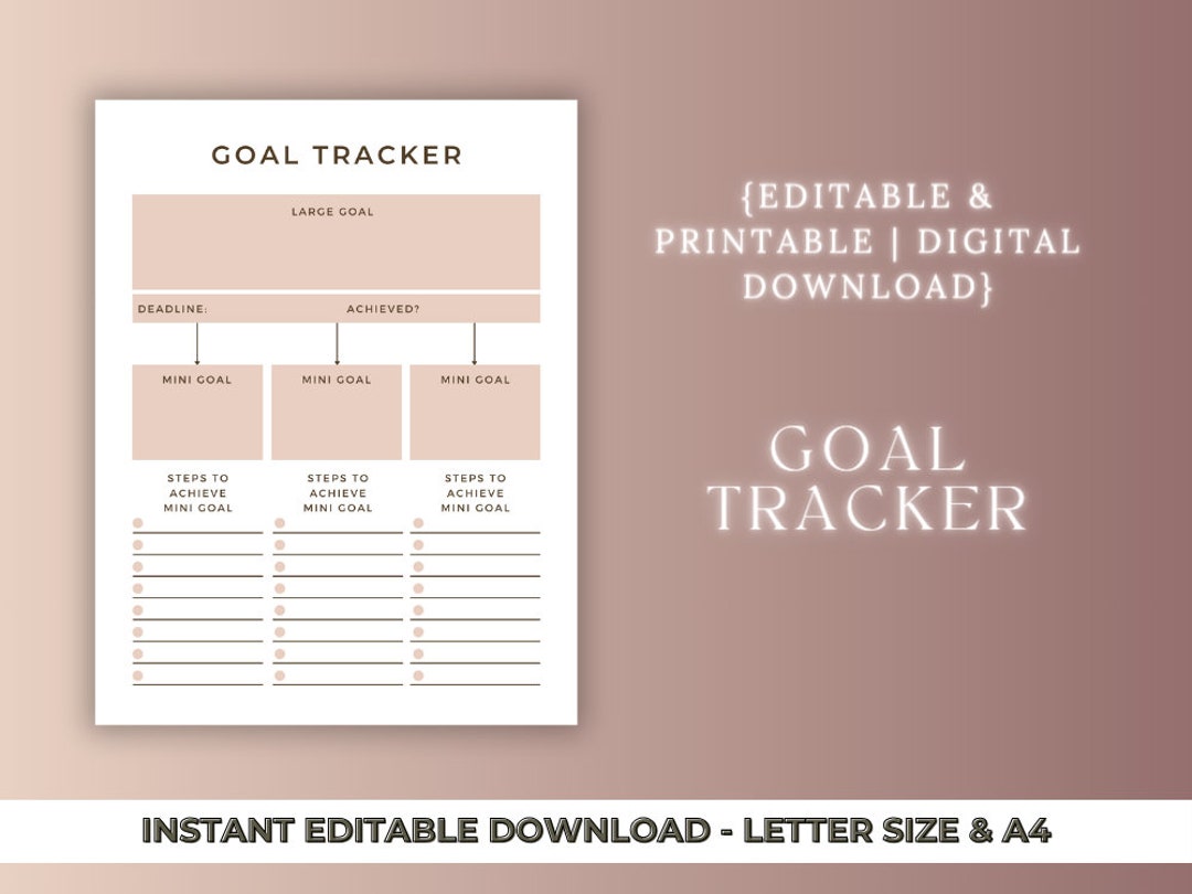 Editable Goal Tracker - Customizable Canva Template - Digital Download ...
