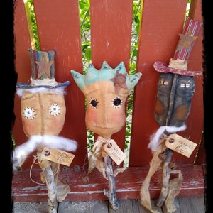 Uncle Sam or Lady Liberty Rag Doll Sticks, Plant Pokes, Crock Fillers ...