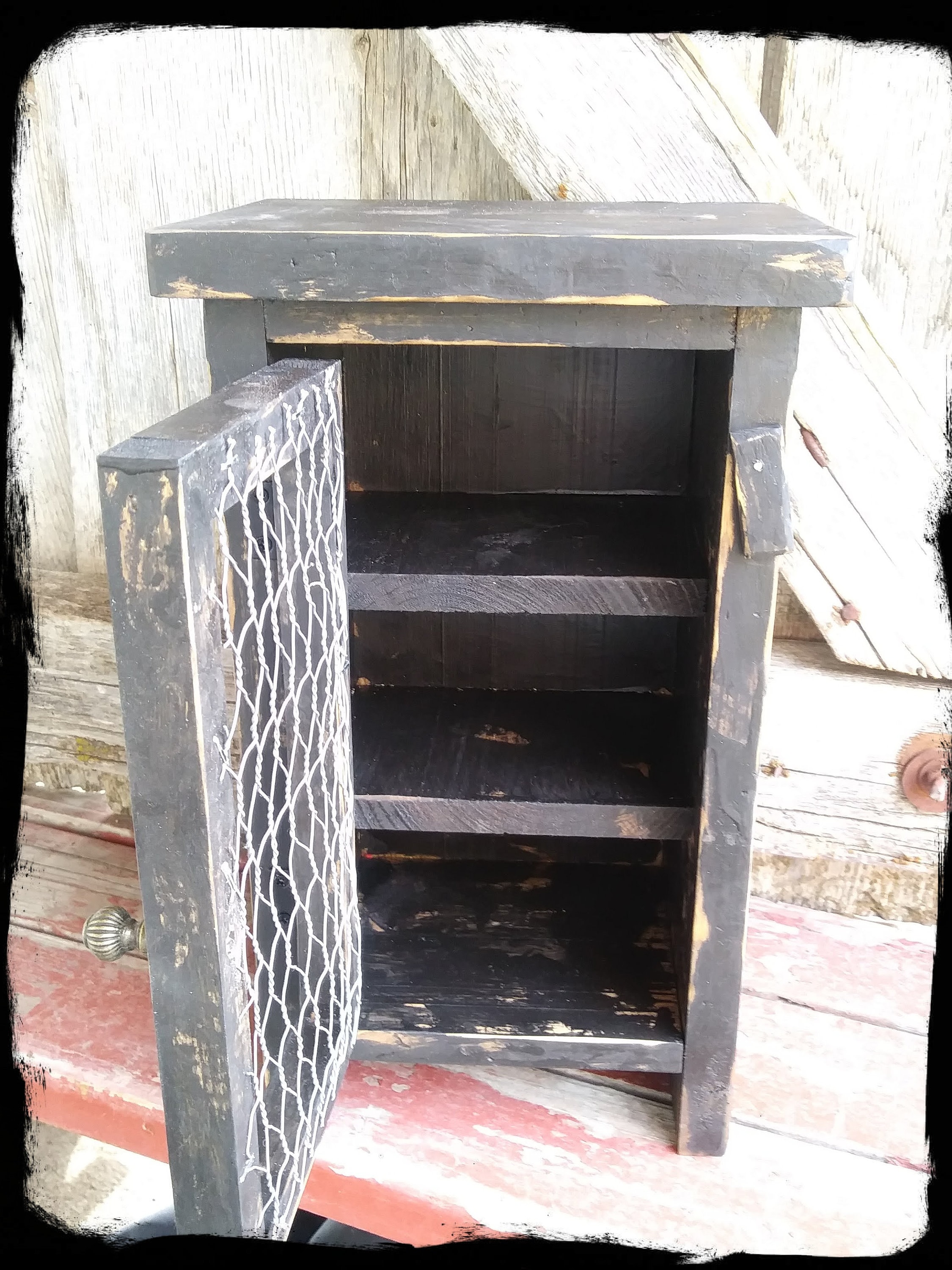 Miniature Pie Safe, Small Primitive Colonial Wooden Jelly Cupboard ...