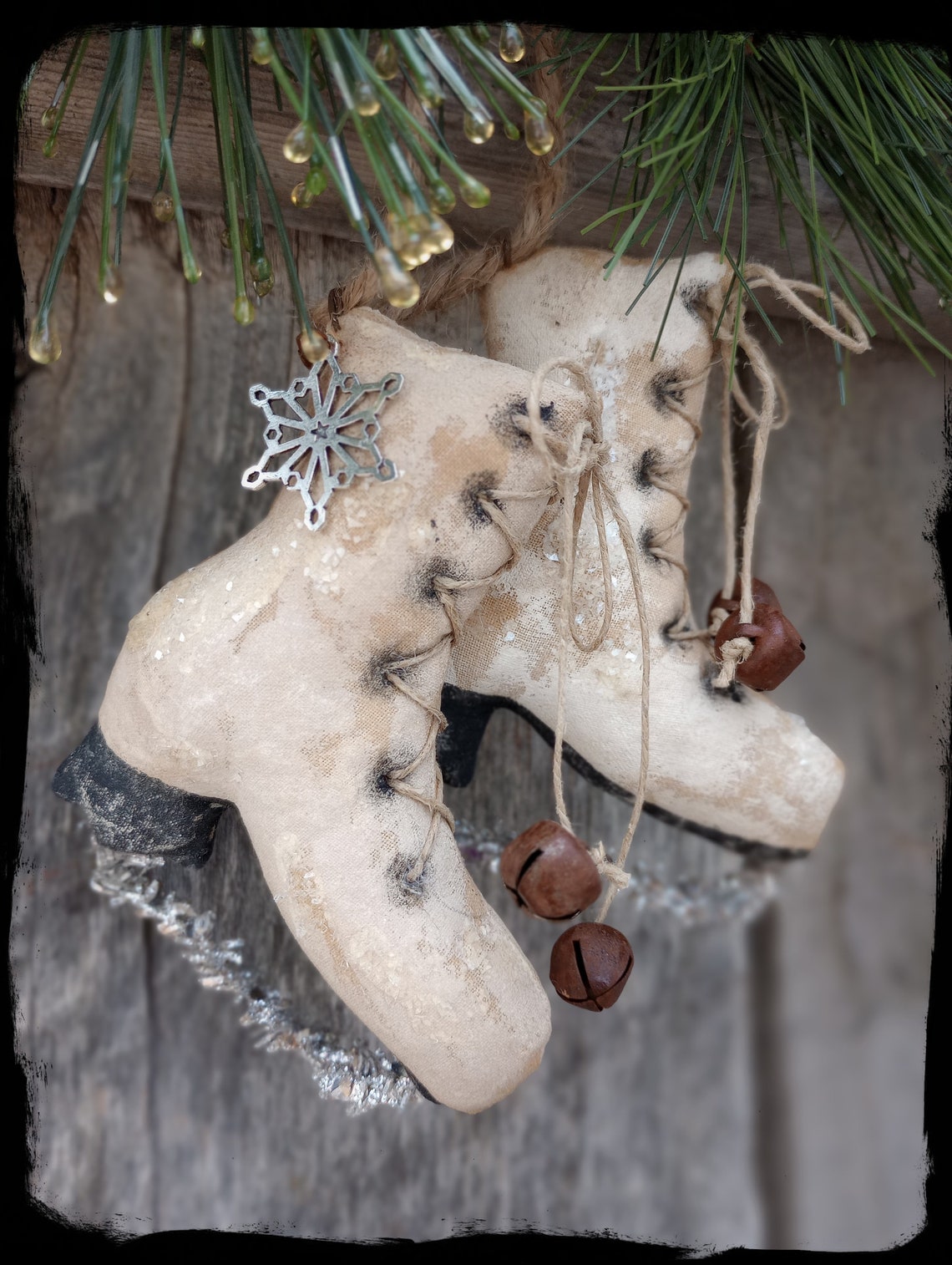 Made to Order - Primitive Ice Skates, Christmas Tree Ornament, Winter ...