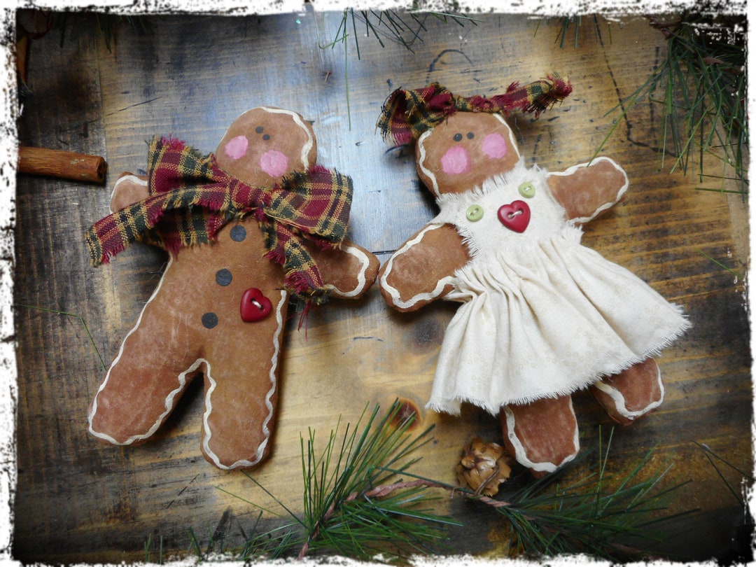 Primitive Gingerbread Ornaments: Country Christmas Bowl Fillers, Set of ...