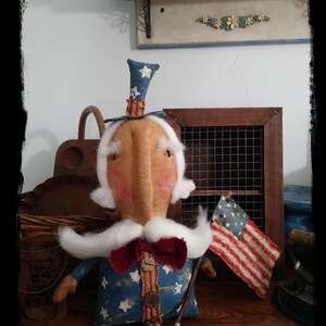 Uncle Sam Stump Doll Primitive Patriotic Folk Art Rag Doll - Etsy