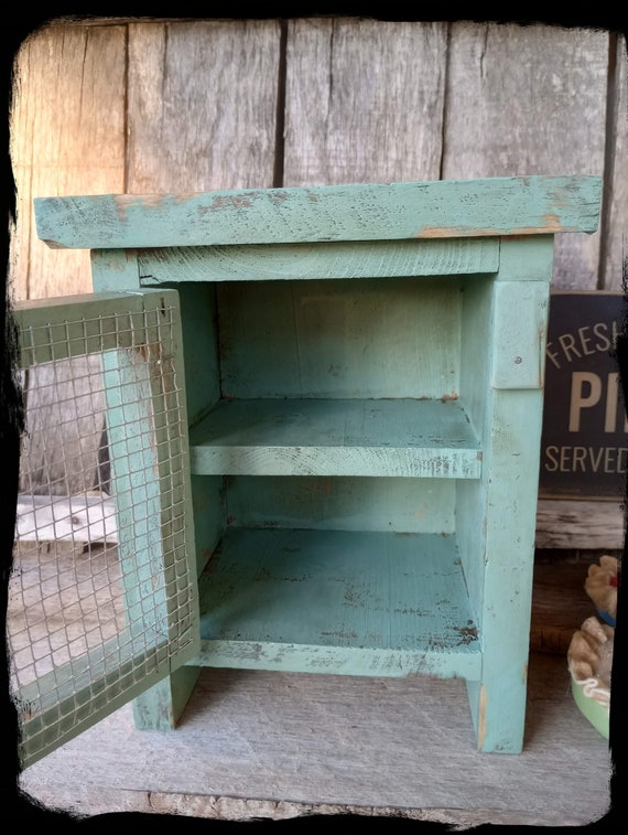 Miniature Pie Safe Small Primitive Colonial Wooden Jelly Cupboard Distressed Vintage Style Rustic Cabinet Etsy