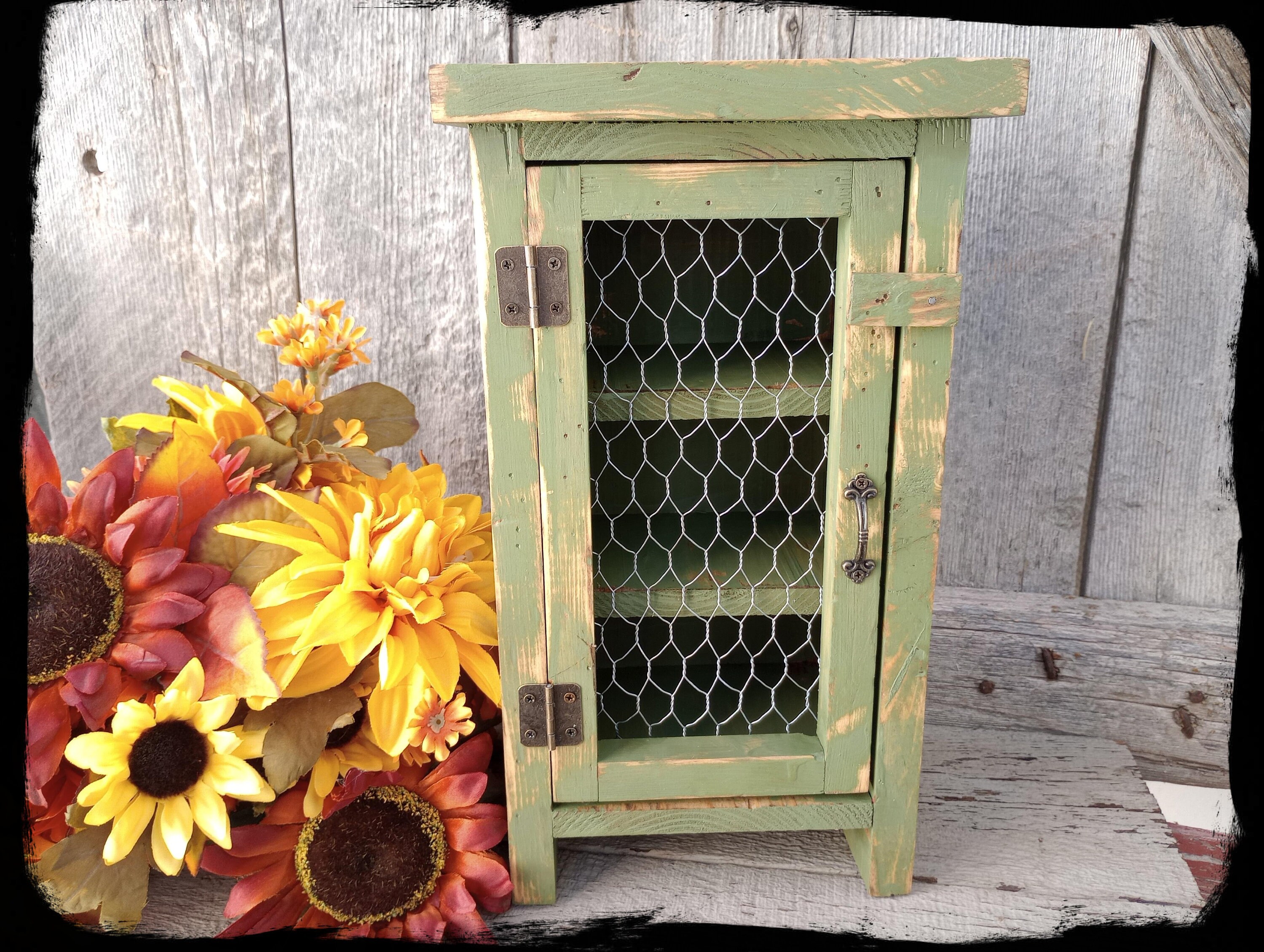 Farmhouse Countertop Cabinet, Miniature Cupboard, Small Primitive ...