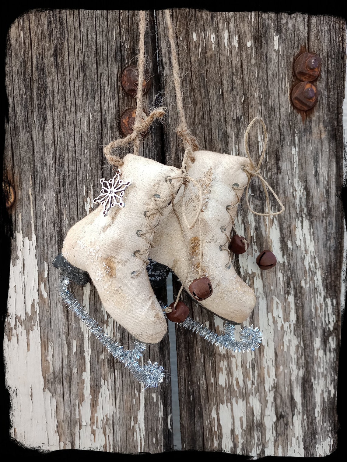 Made to Order - Primitive Ice Skates, Christmas Tree Ornament, Winter ...