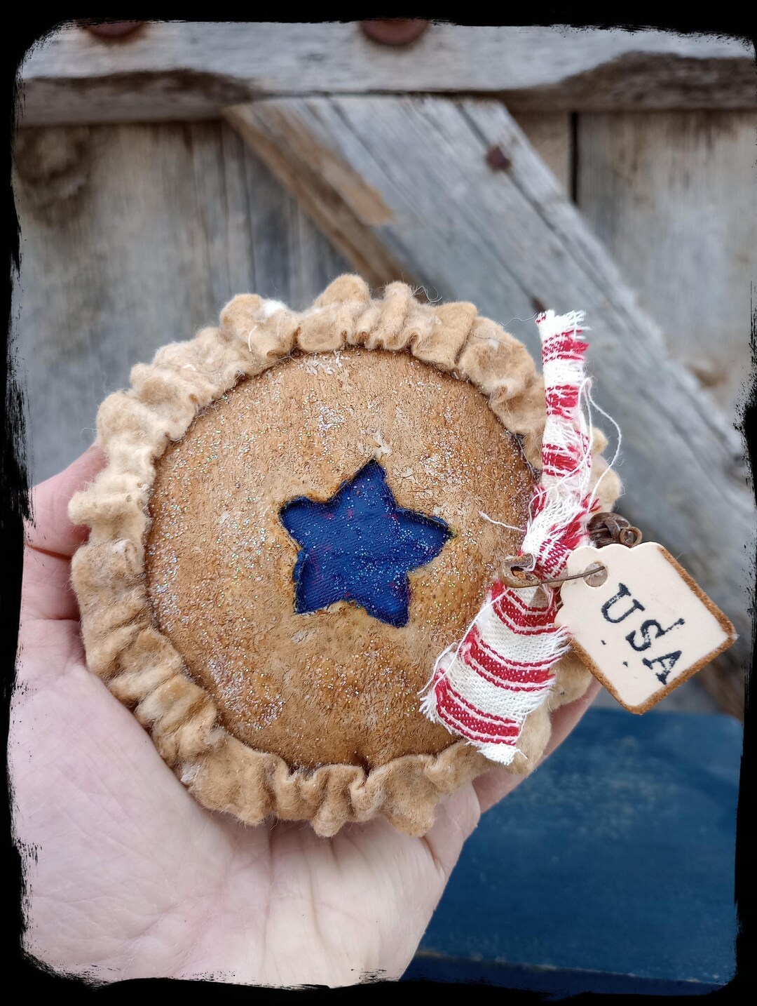 Made to Order - Primitive USA Star Pie Decoration, Patriotic Berry Pie ...
