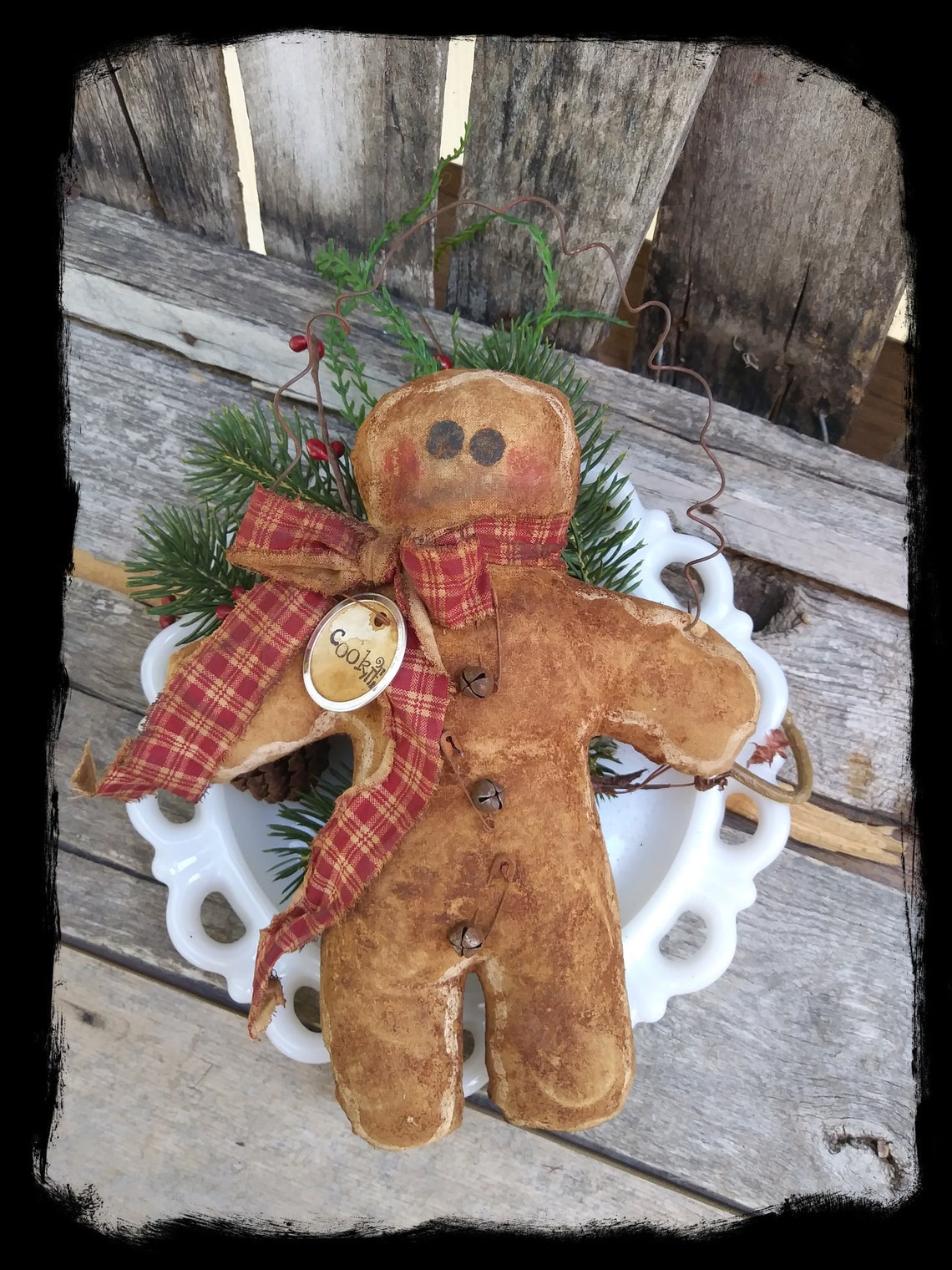 Made to Order - Primitive Gingerbread Man Ornament, Shelf Hanger ...
