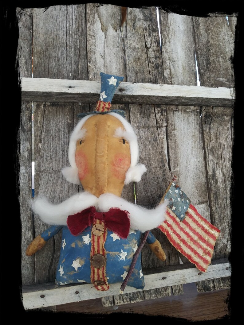 Uncle Sam Stump Doll Primitive Patriotic Folk Art Rag Doll | Etsy