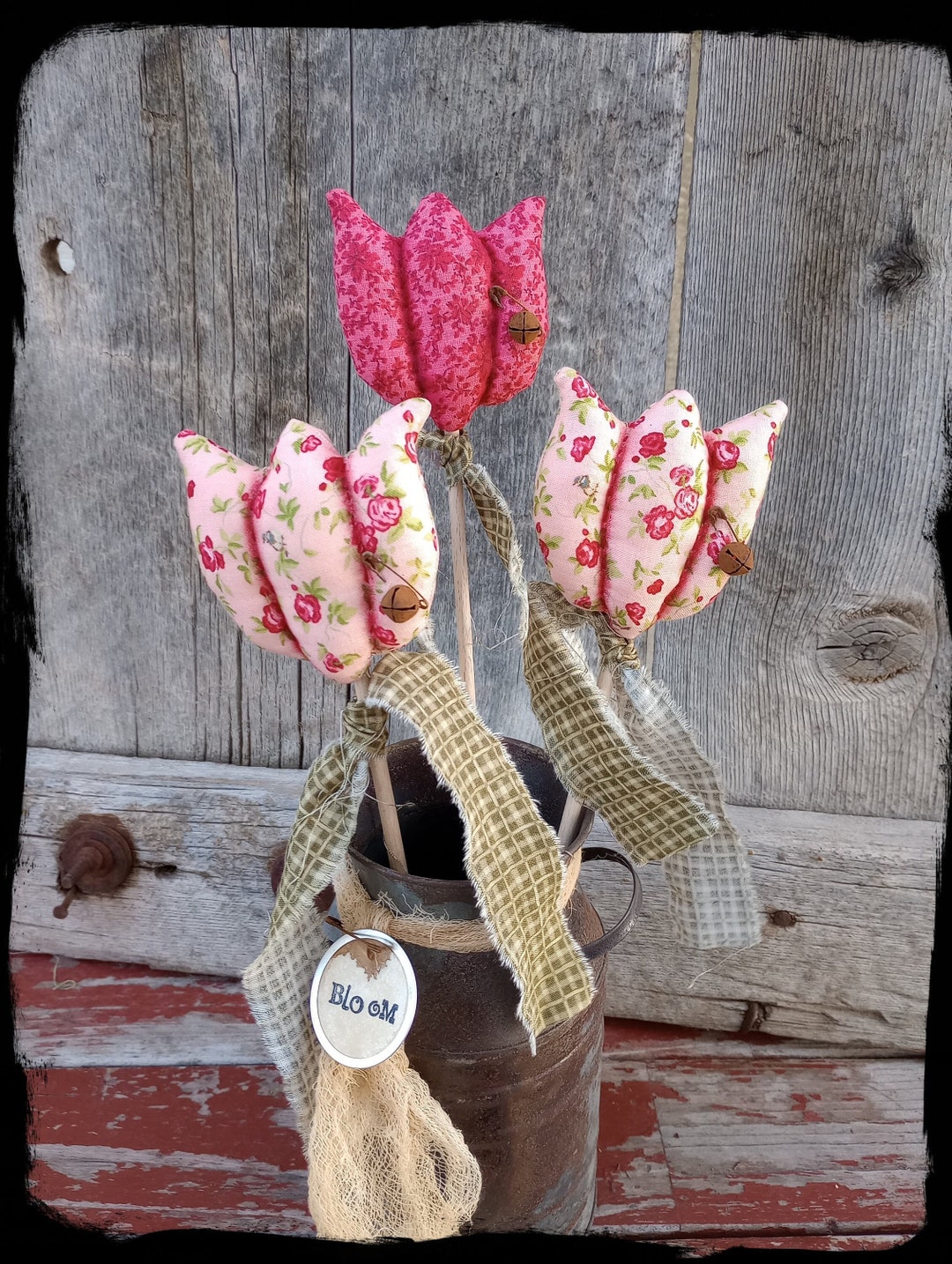 Made to Order Set of 3 Pink Tulip Picks Primitive Spring - Etsy