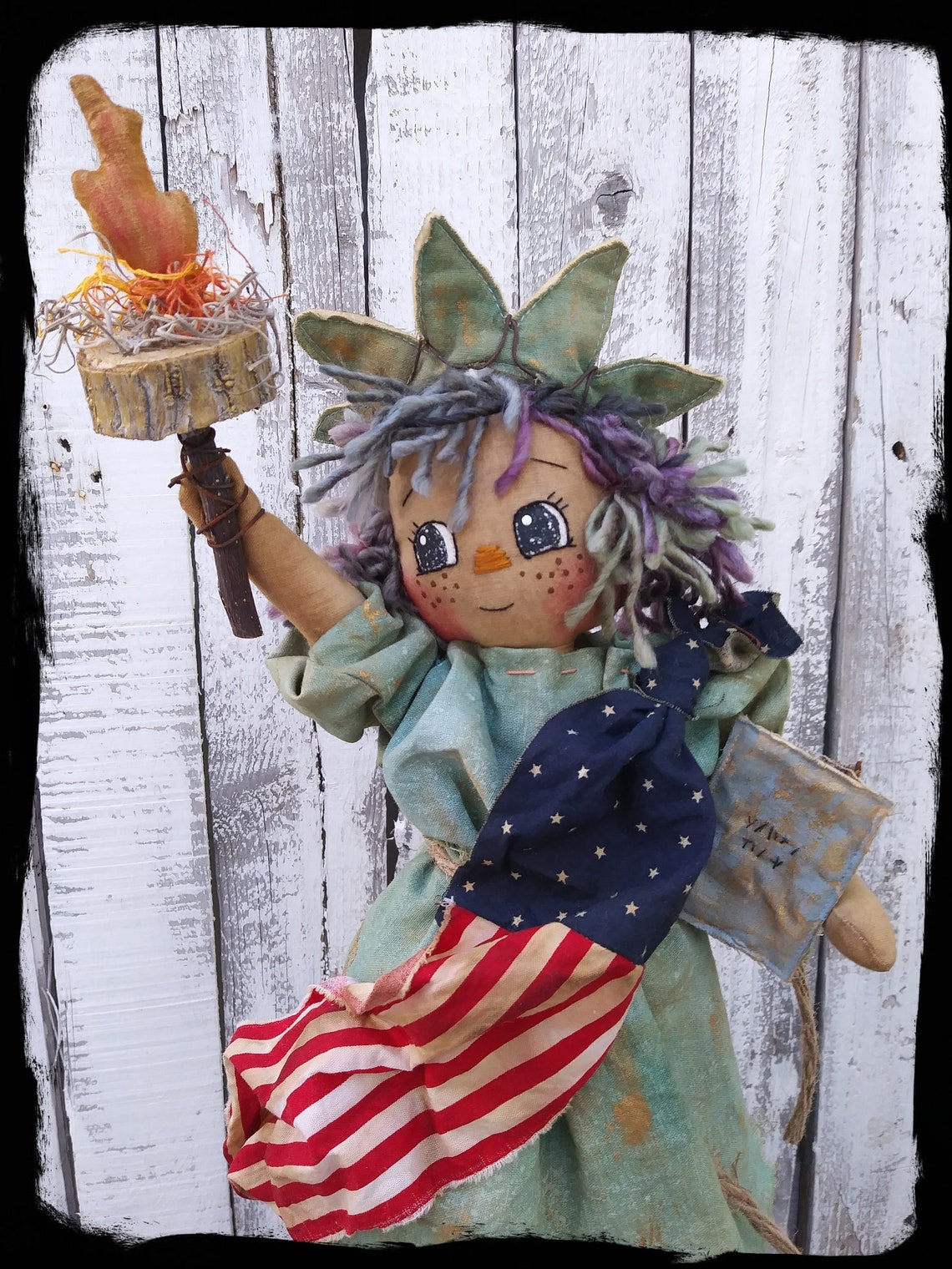 Lady Liberty Rag Doll Statue Of Liberty Doll Primitive Etsy