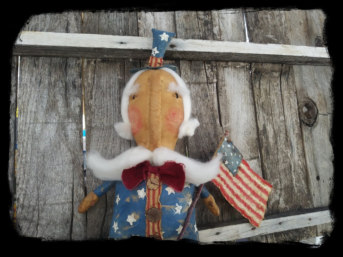 Uncle Sam Stump Doll Primitive Patriotic Folk Art Rag Doll | Etsy
