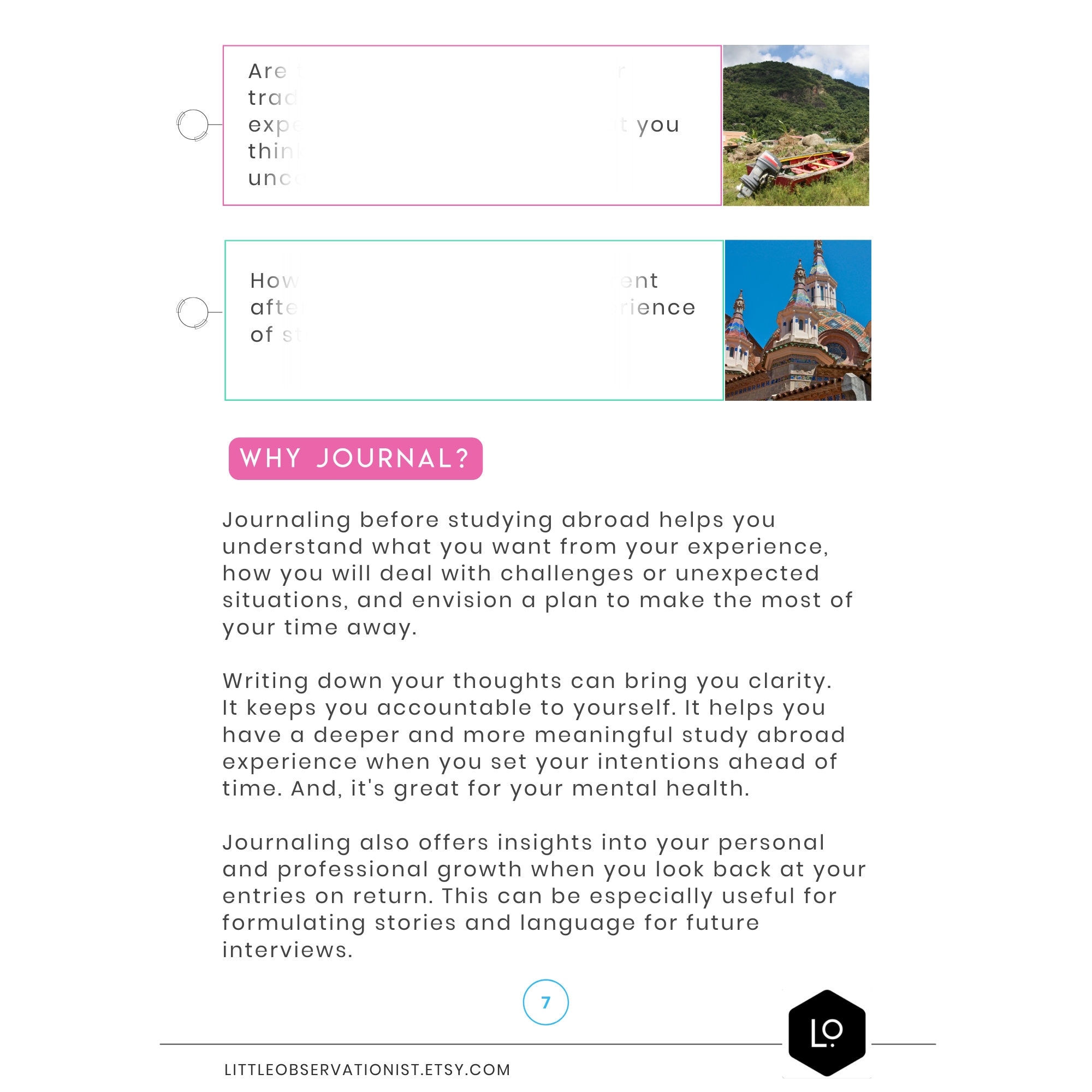 Study Abroad Journal Prompts for Pre-departure Printable PDF Instant ...