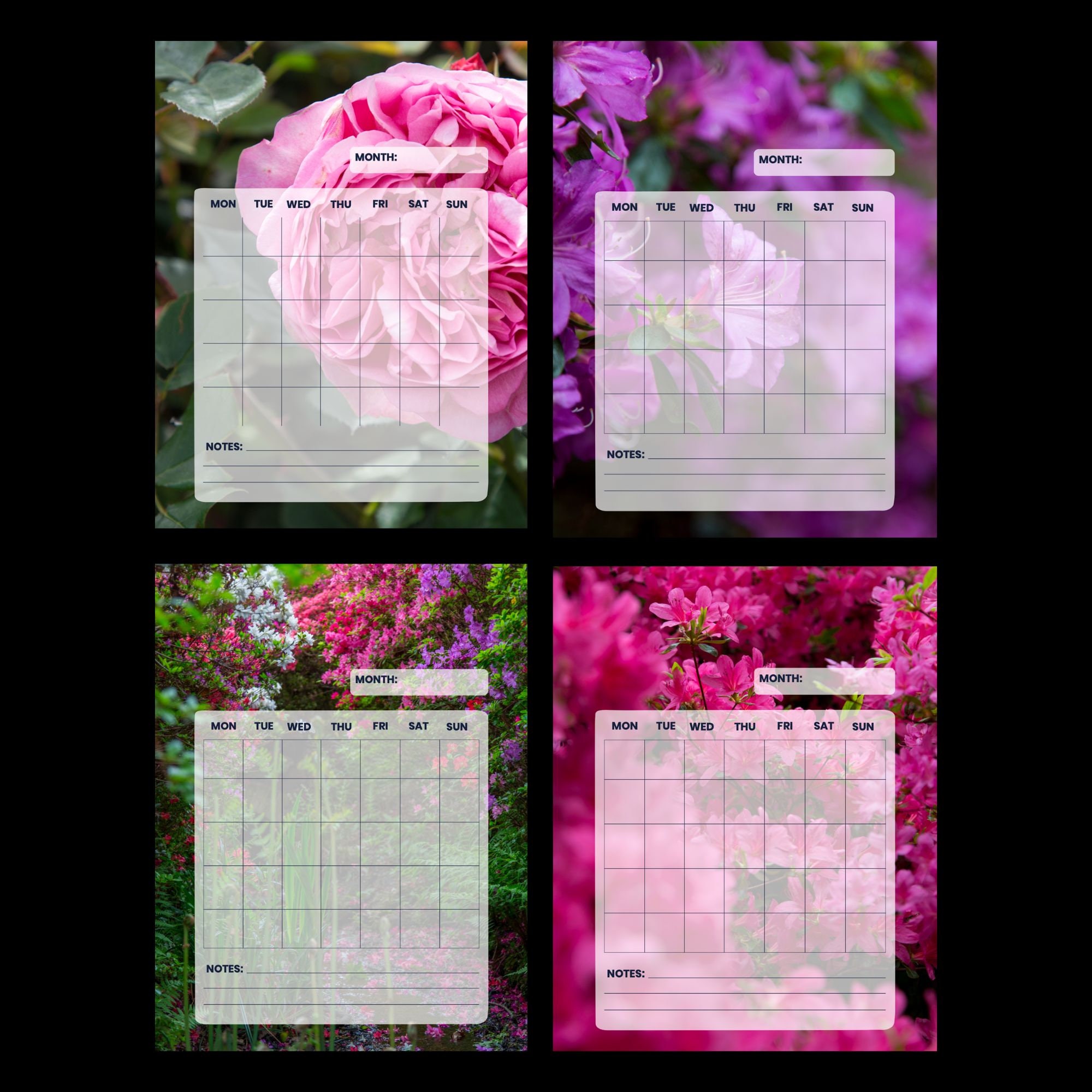 16 Printable Monthly Calendar Pages Blank to Use Any Month / Year ...