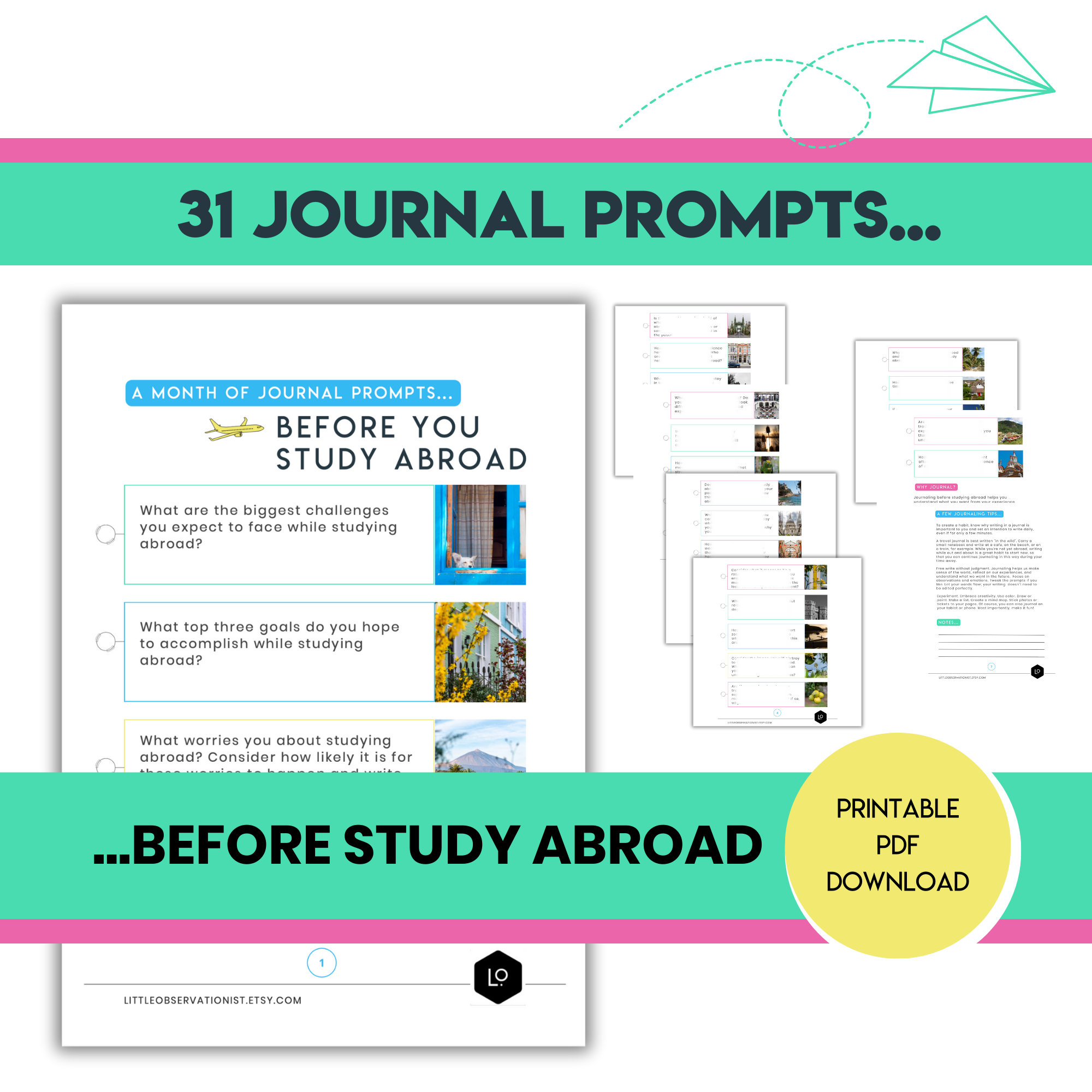 Study Abroad Journal Prompts for Pre-departure - Printable PDF Instant ...