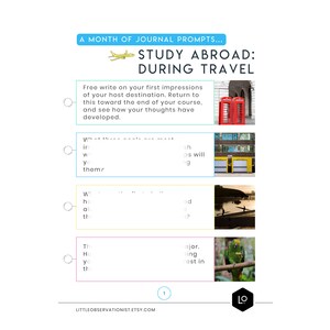 Study Abroad Journal Prompts: Travel Writing (printable PDF) - Etsy