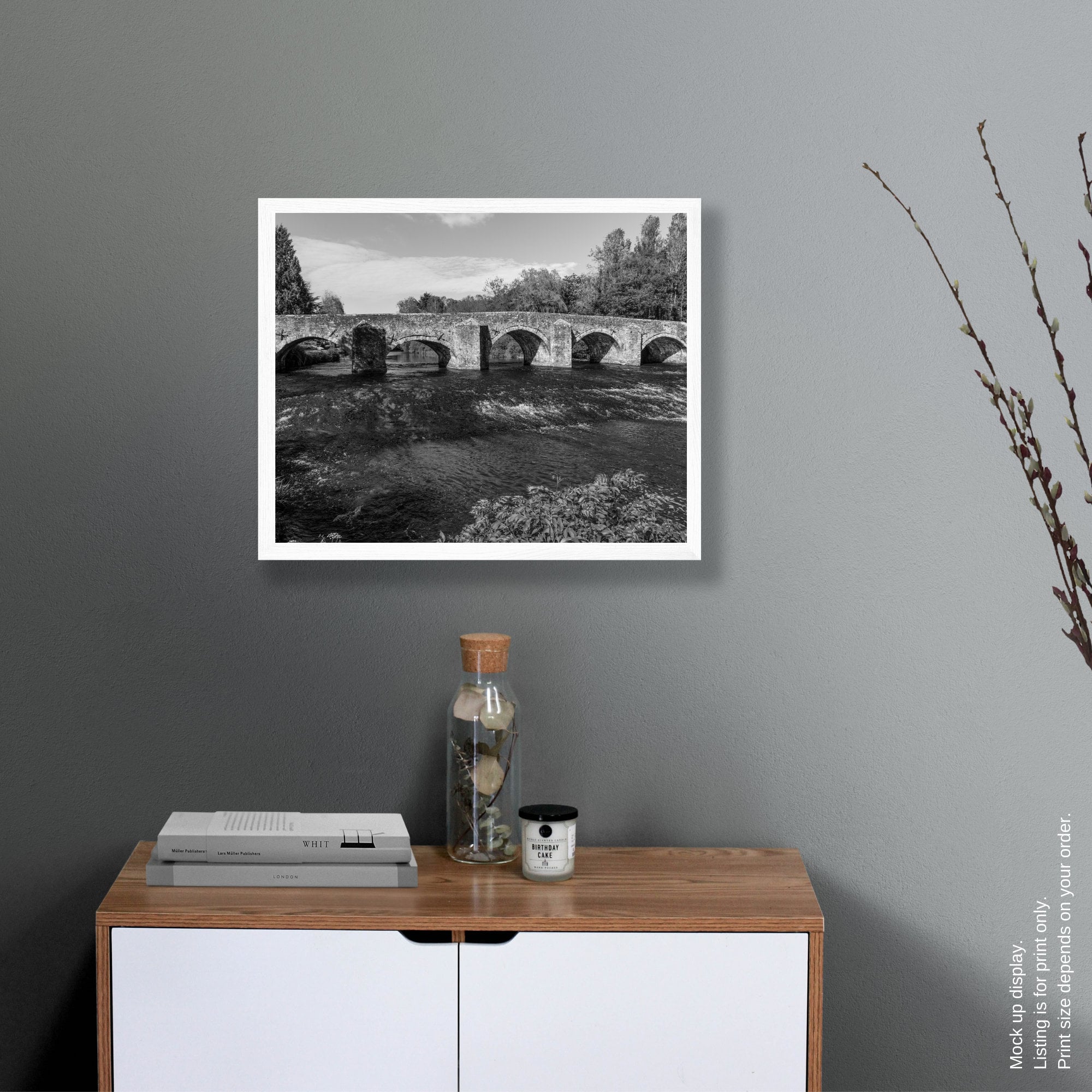 Devon Photography Fishermans Cot Bridge Print River Exe in Bickleigh Near Tiverton black and ...