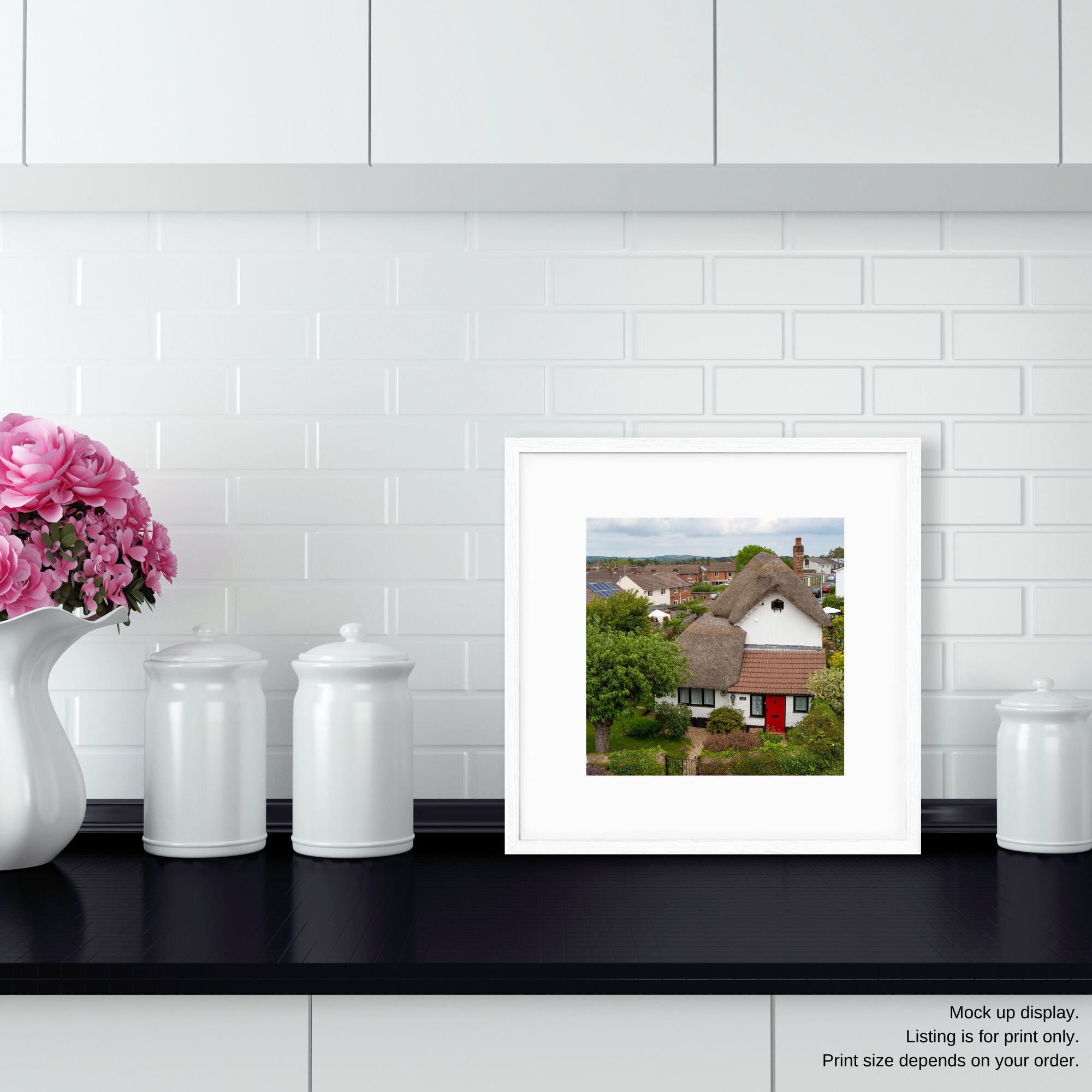 Thatched Roof Cottage Print - Tiverton Wall Art - Square Photography ...