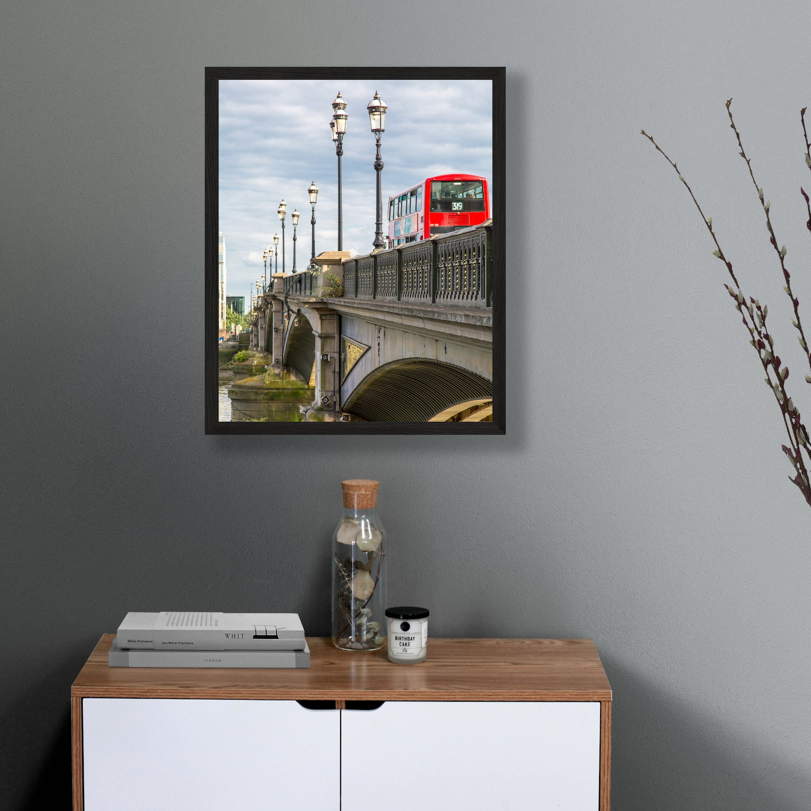 Battersea Bridge Wall Art London Photography Red Bus Print | Etsy