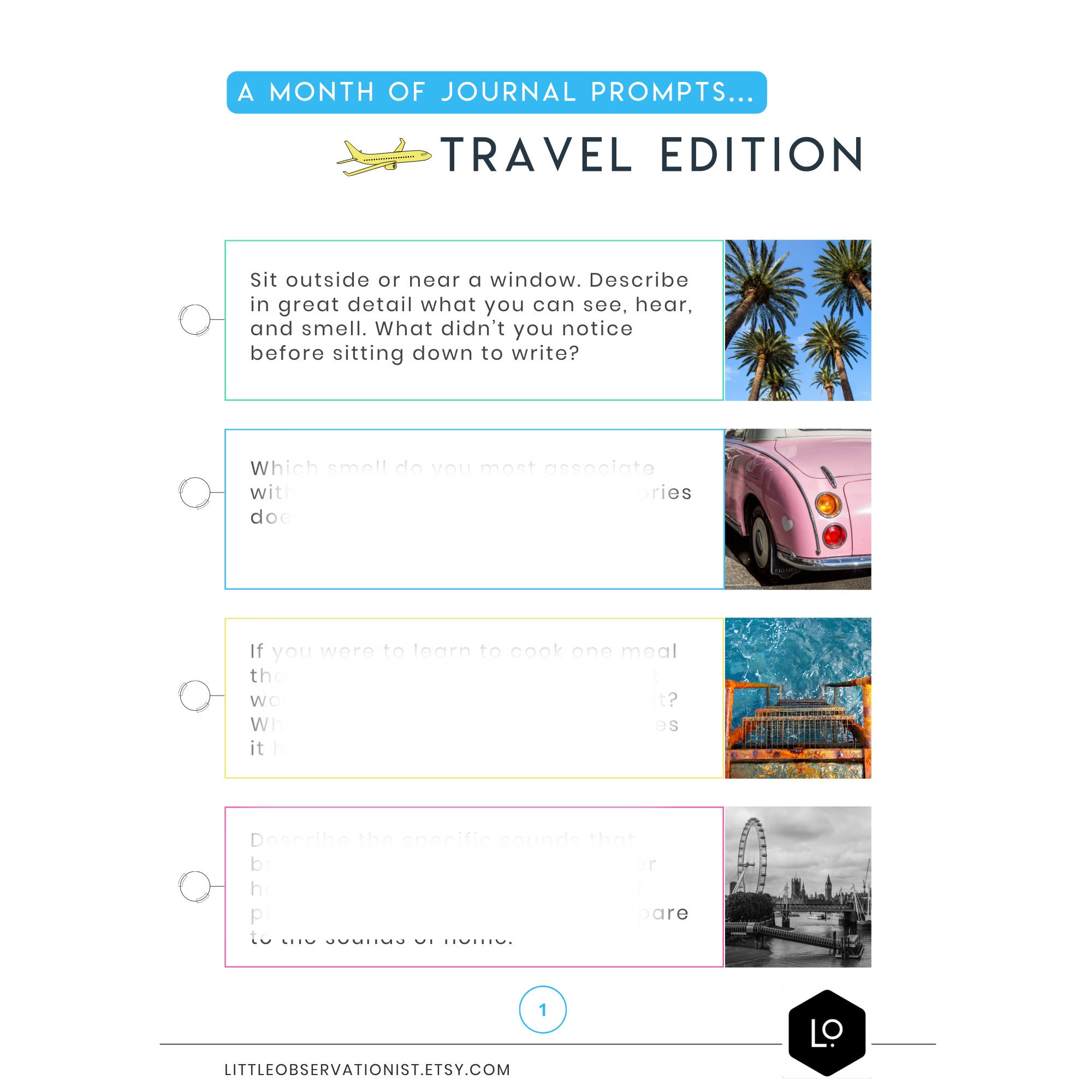 Travel Journal Prompts - Printable PDF Instant Download - 31 Prompts ...