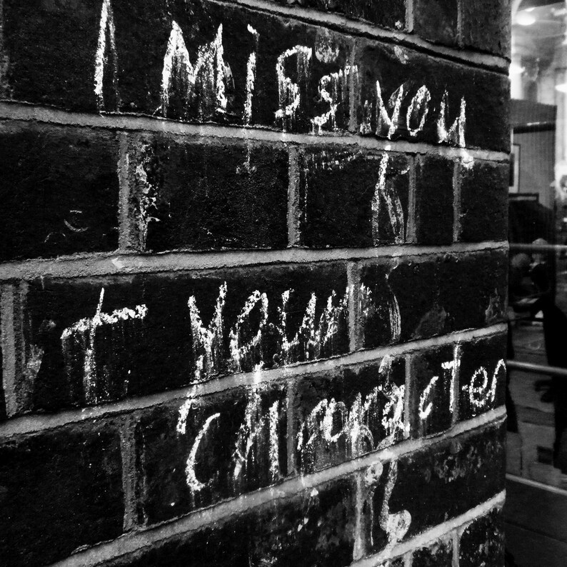 I Miss You and Your Character Black and White Photography Square Print ...