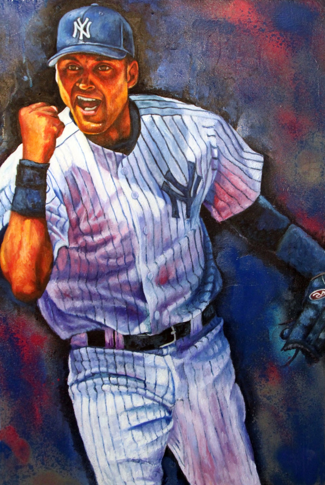 Derek Jeter Art Print Artist Reproduction on Canvas Giclee of Former ...