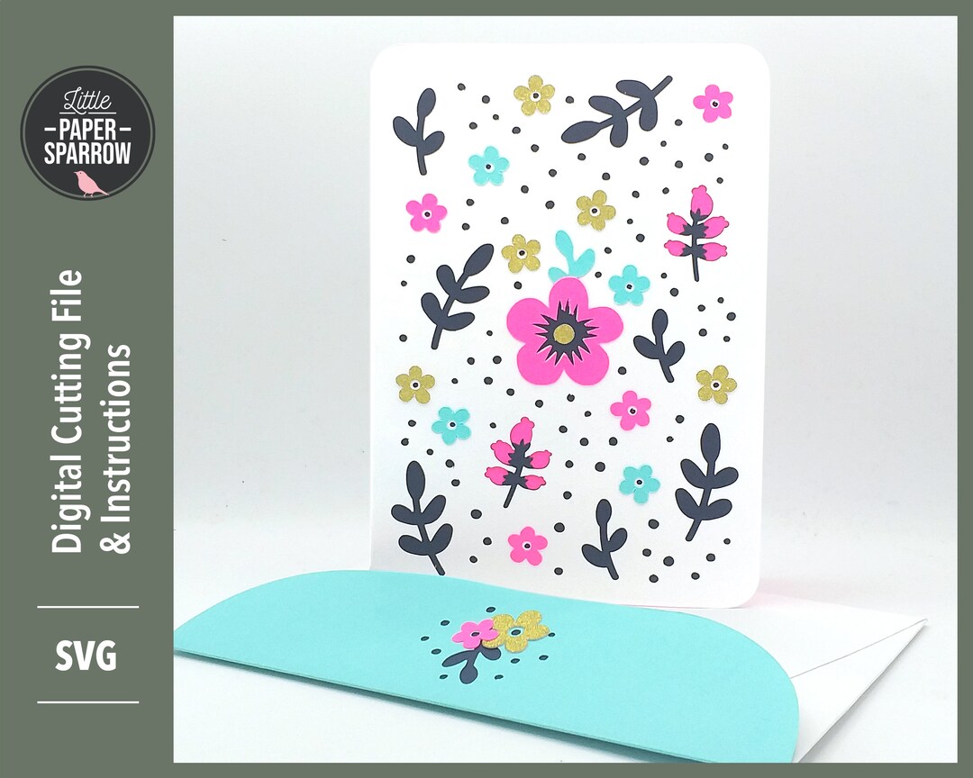 Tiny Flowers Card SVG, Spring Flowers Card, Layered Floral Card SVG ...