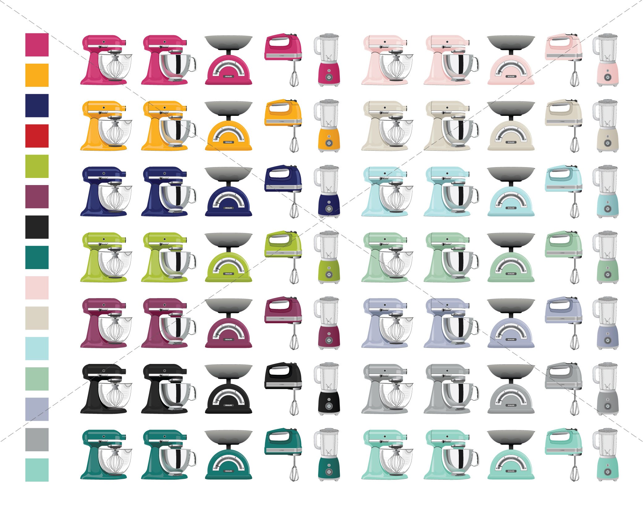 Retro Baking Clipart Stand Mixer Kitchen Tools Vector Bakery Clipart ...