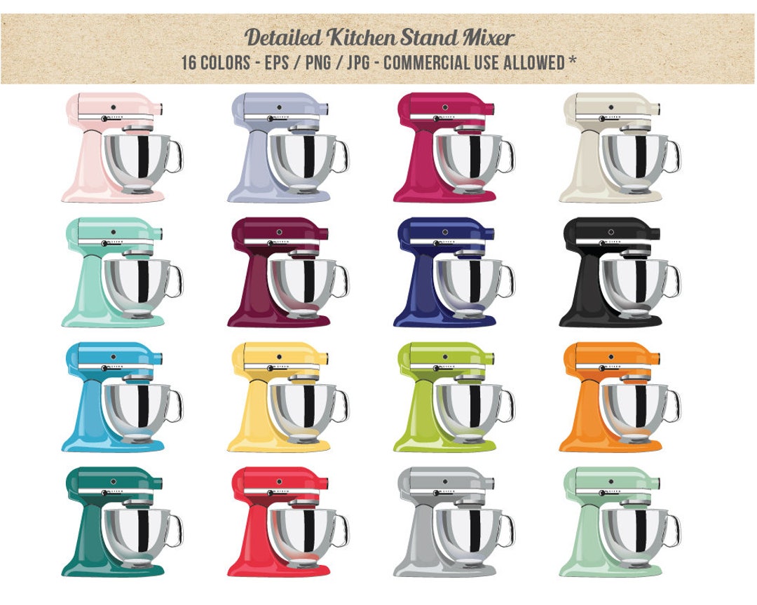 Stand Mixer Clipart - Commercial Use - Detailed Retro Mixer - Kitchen ...