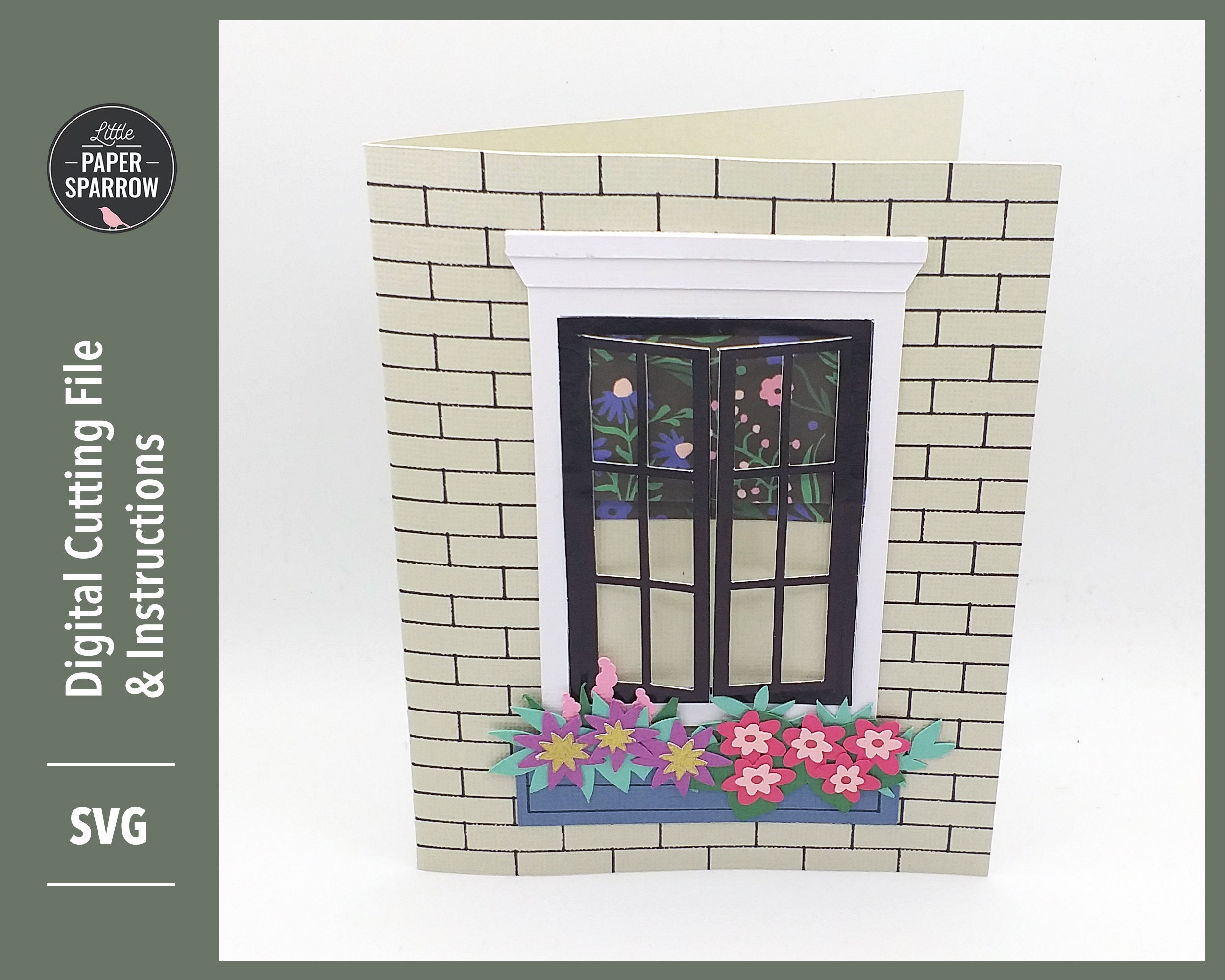 French Window Card SVG, Window Box Card, Digital Cutting File, Cricut ...