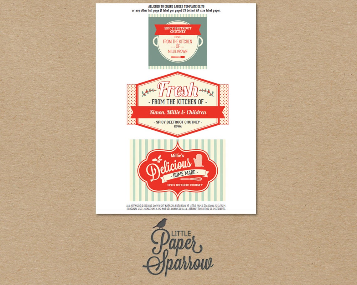 EDITABLE Vintage Food Labels - INSTANT DOWNLOAD - Printable Christmas ...