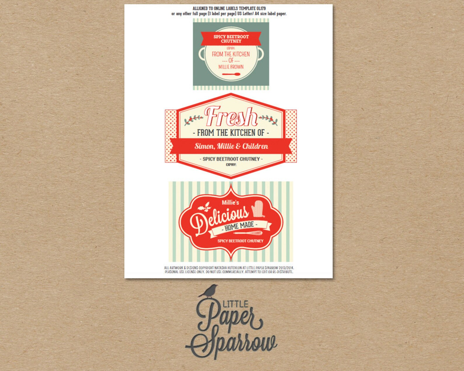 EDITABLE Vintage Food Labels - INSTANT DOWNLOAD - Printable Christmas ...