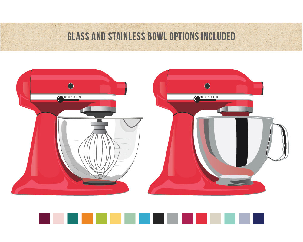 Stand Mixer Clipart Commercial Use Detailed Retro Mixer Kitchen Clip ...