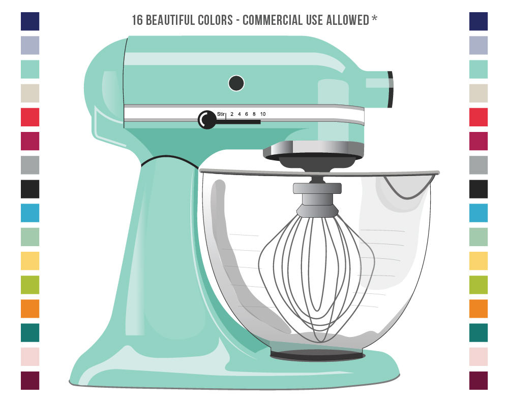 Stand Mixer Clipart Commercial Use Detailed Retro Mixer Kitchen Clip ...