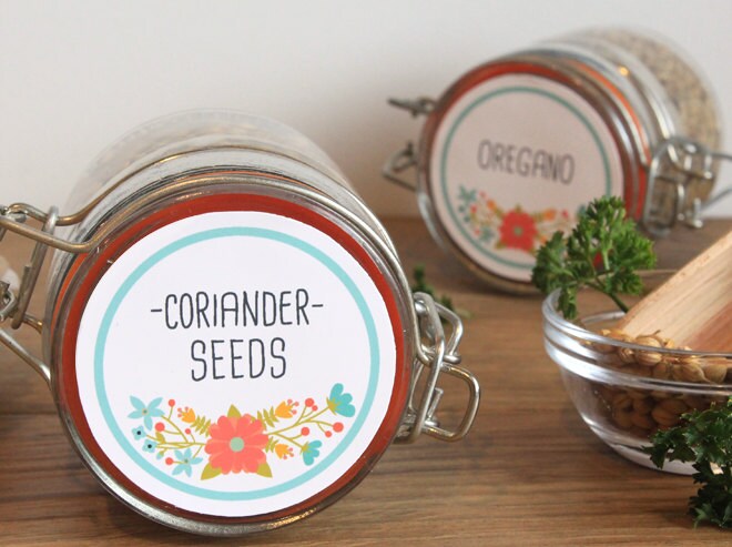 EDITABLE Pantry Label Kit Herb and Spice Labels Vintage Wildflowers ...